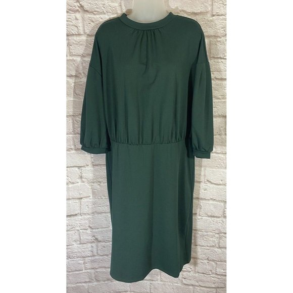 Eloquii | Dresses | New Eloquii Ponte Knit Green Dress 6 Puff Sleeve ...